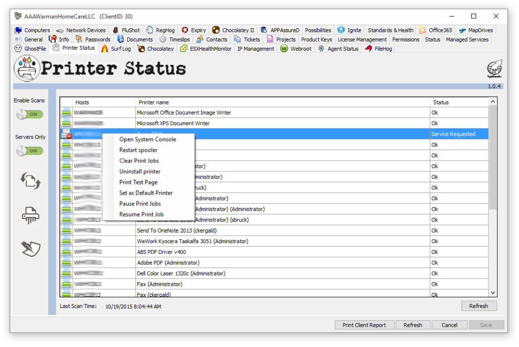 LabTech & ConnectWise Plugin - Printer Health Status - Squid Works